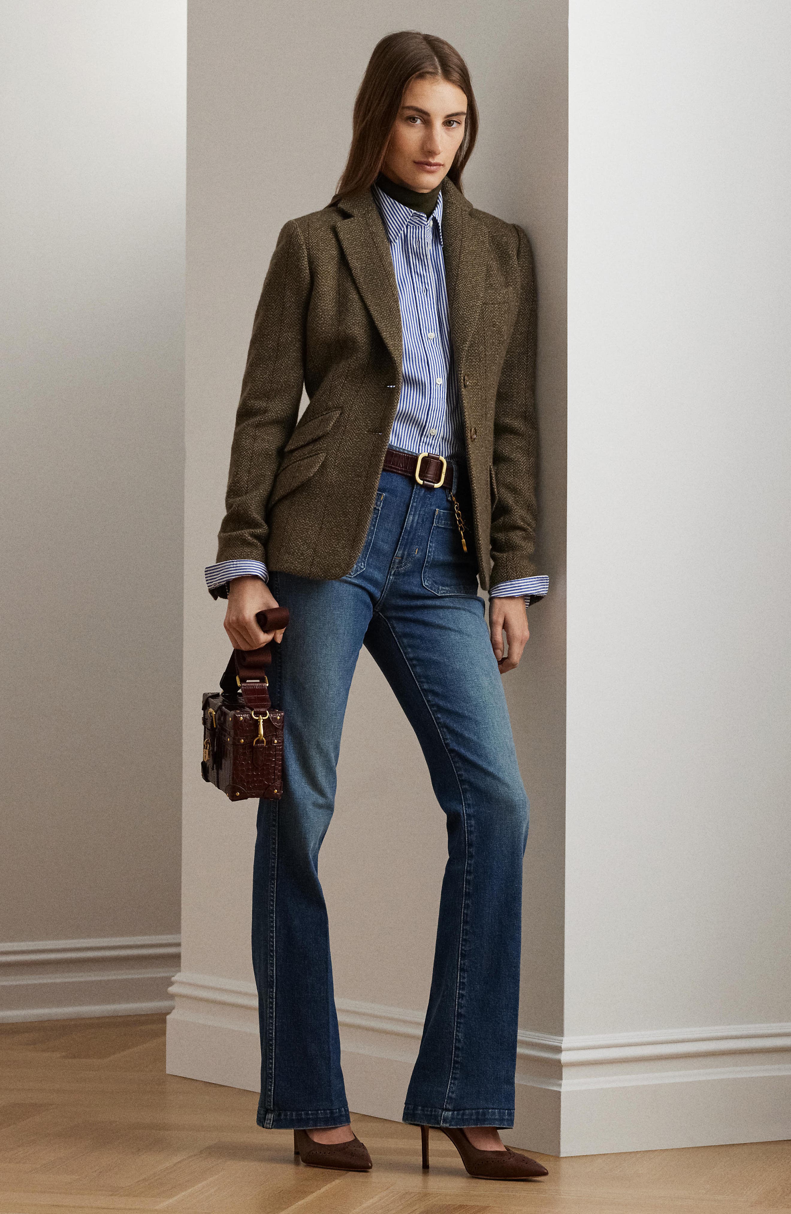 Lauren Ralph Lauren Wool Blend Herringbone Tweed Blazer | Nordstrom