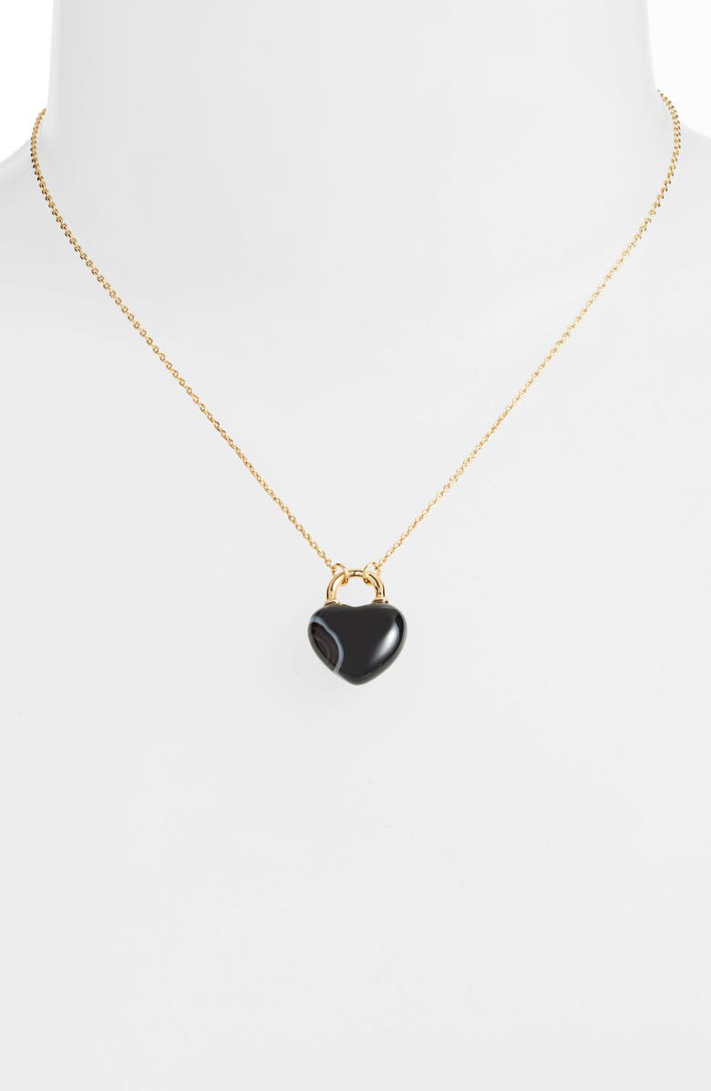 Kate Spade New York open heart stone lock mini pendant necklace | Nordstrom