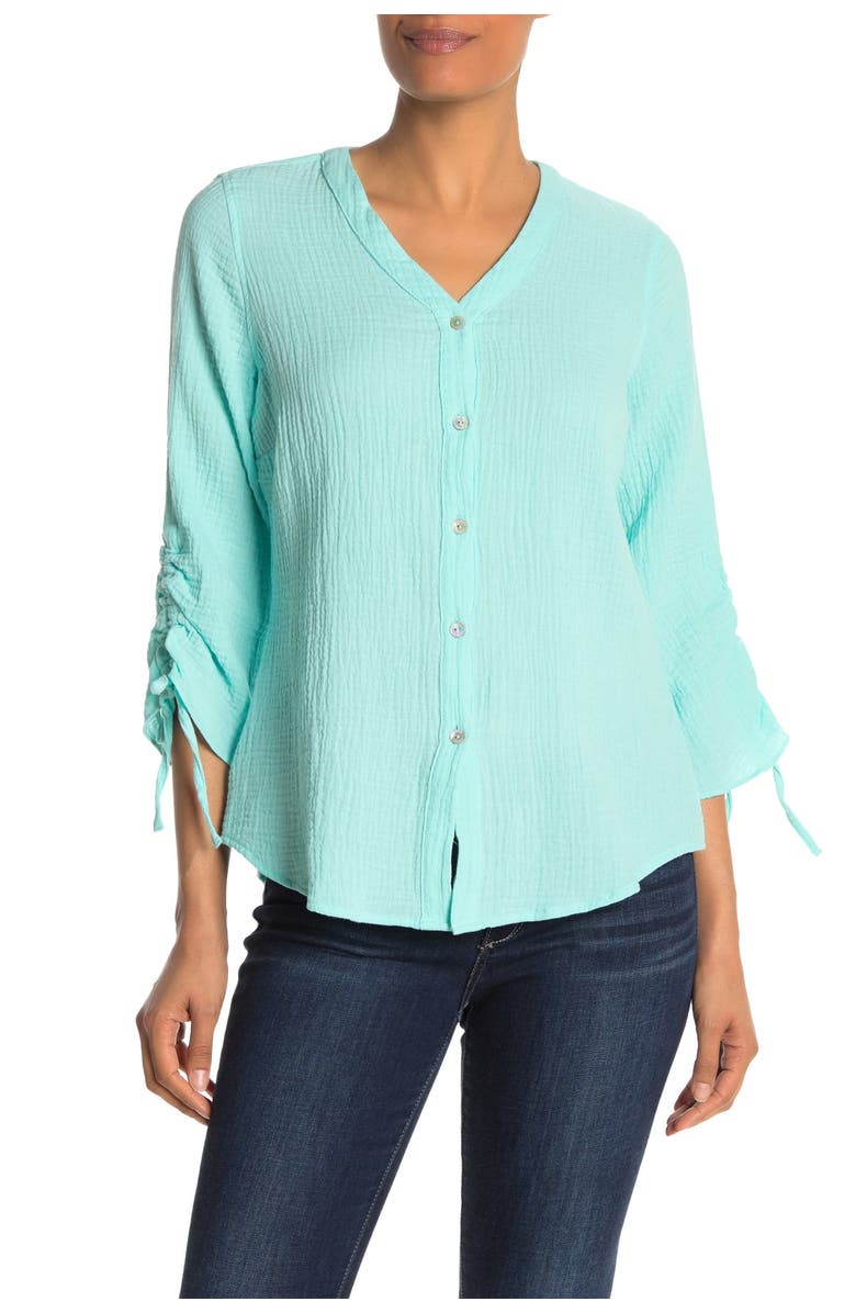 Foxcroft Marley 3/4 Length Sleeve Gauze Blouse | Nordstromrack