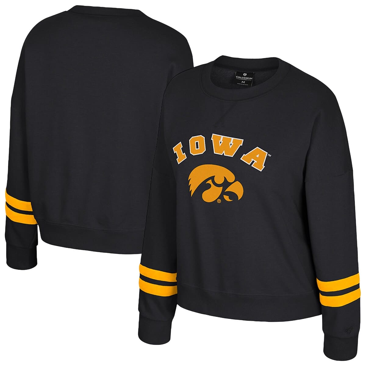 COLOSSEUM Women's Colosseum Black Iowa Hawkeyes Splashy Crewneck Fleece ...