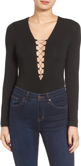WAYF Still the One Lace-Up Bodysuit | Nordstrom