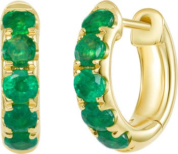 RON HAMI 14K Yellow Gold Emerald Huggie Hoop Earrings | Nordstromrack