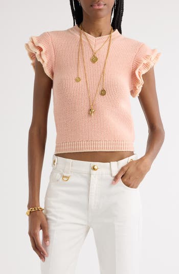 Chloé Tipped Ruffle Sleeve Sweater | Nordstrom