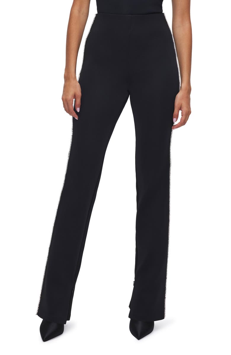 Good American Crystal Trim Flare Scuba Pants | Nordstromrack