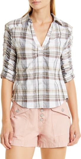 Veronica Beard Porta Textured Plaid Blouse | Nordstrom