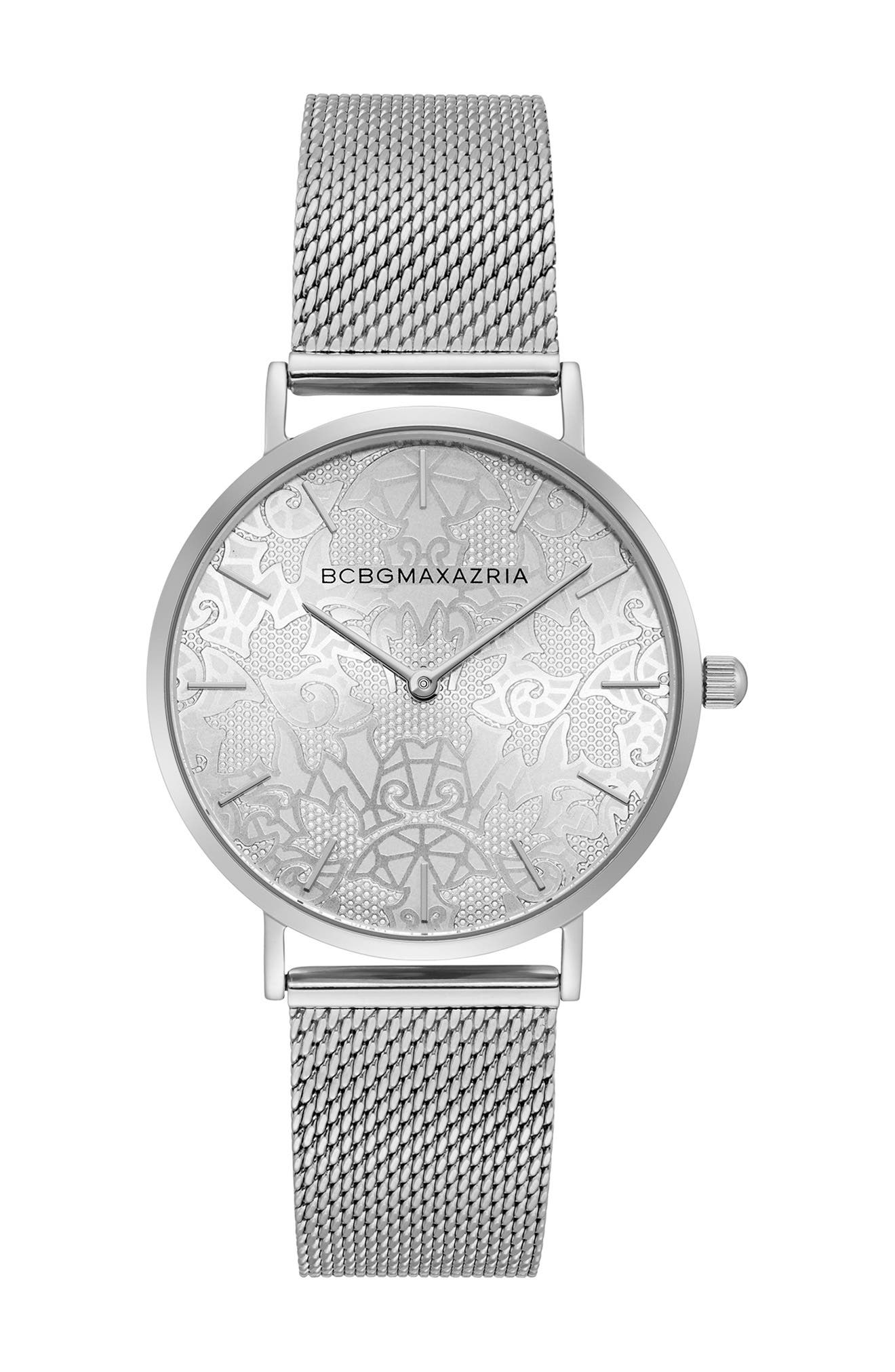 BCBG 2 Hands Mesh Bracelet Watch, 36mm | Nordstromrack
