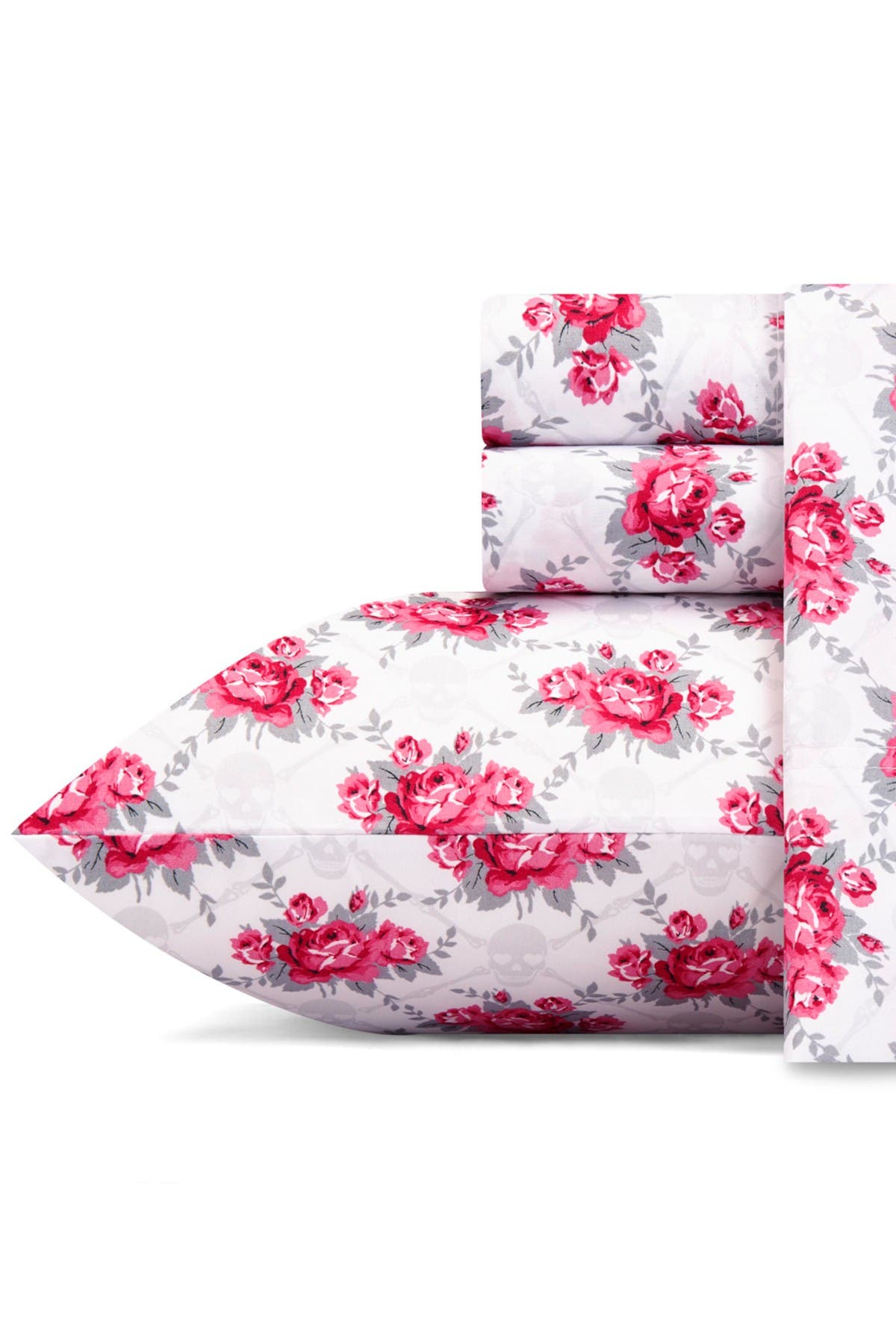 Betsey Johnson Skull Rose Trellis Bright Red Queen Sheet Set ...