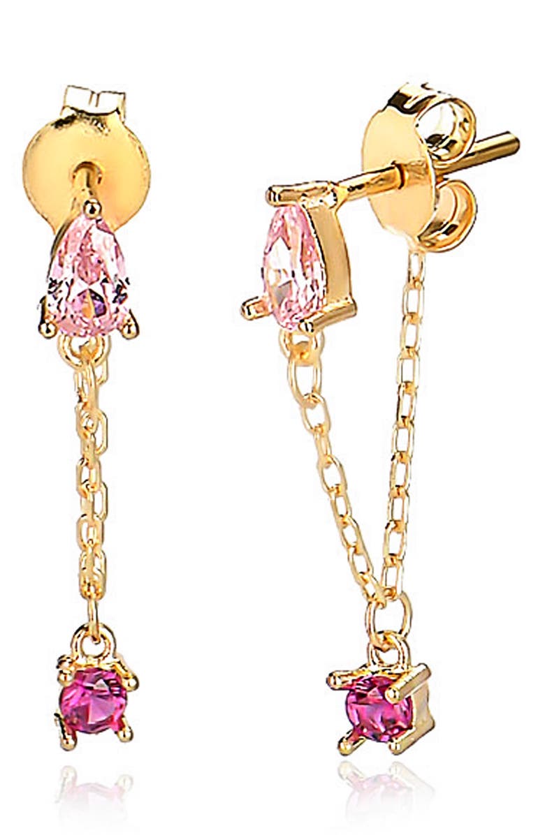 GABI RIELLE 14K Gold Plated Sterling Silver Pink Sapphire Chain Front ...