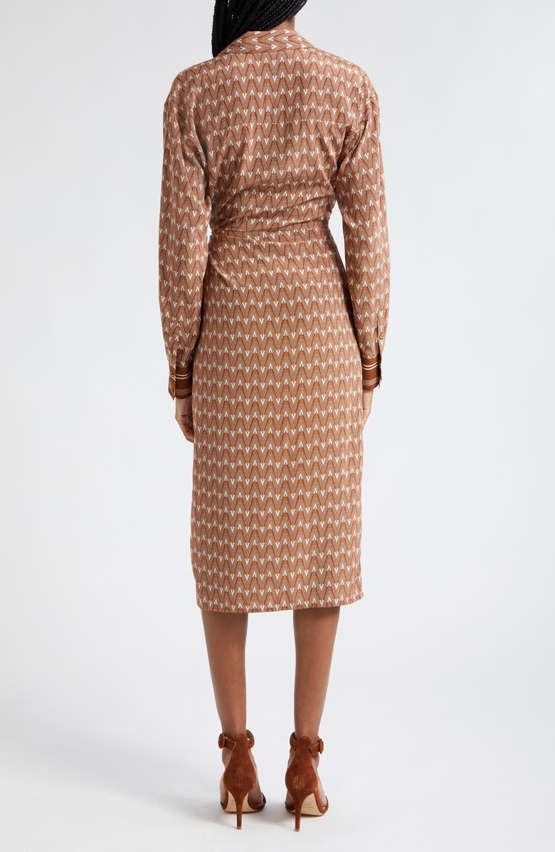 Veronica Beard Wright Long Sleeve Stretch Silk Midi Shirtdress ...