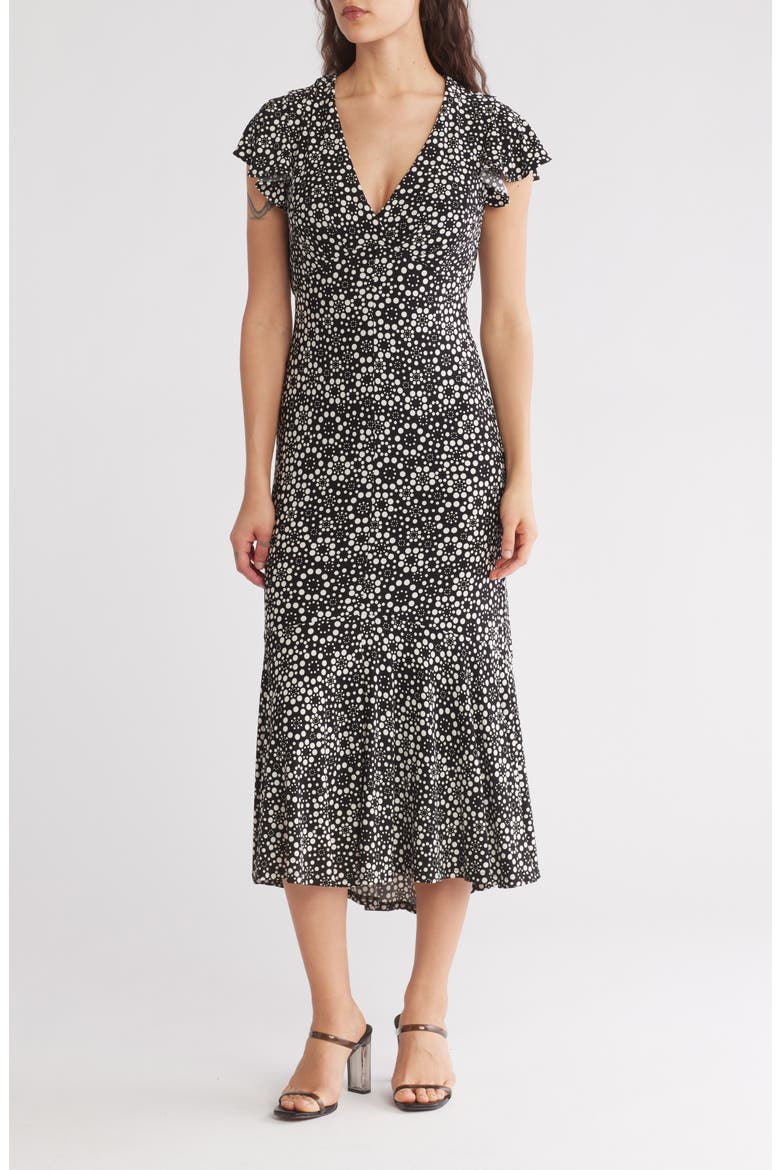 Dotted Flutter Sleeve Jersey Maxi Dress (Women) | Nordstromrack
