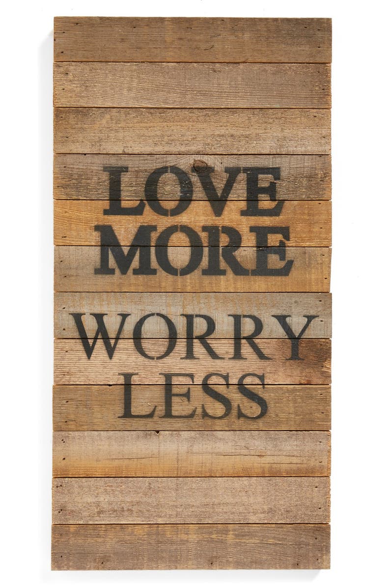 Second Nature By Hand 'Love More Worry Less' Repurposed Wood Wall Art ...