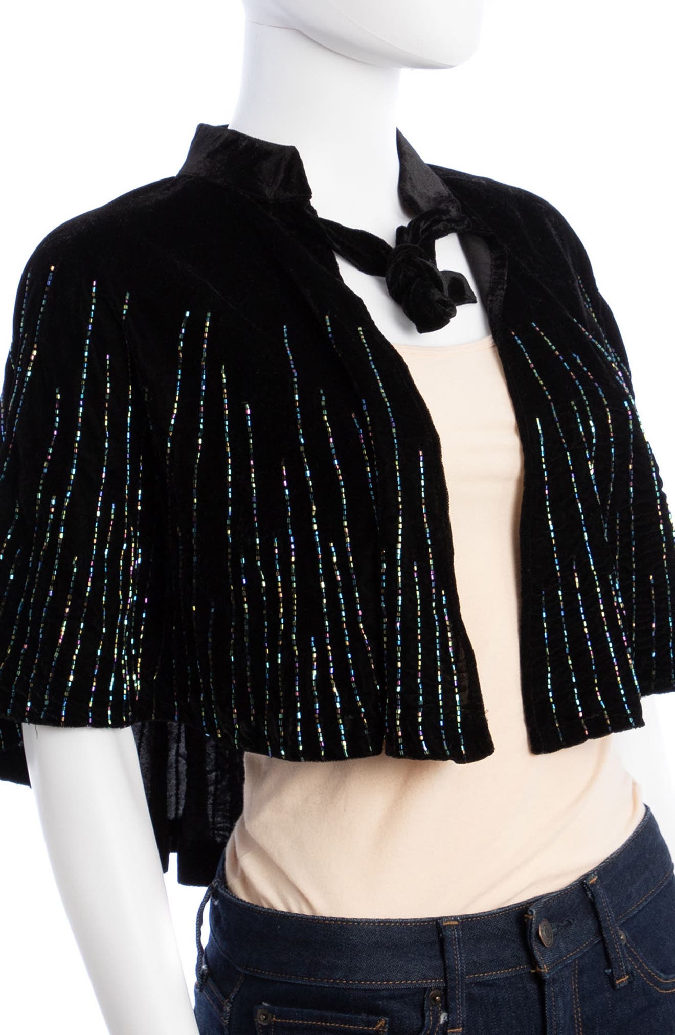 SAACHI Beaded Velvet Capelet | Nordstromrack