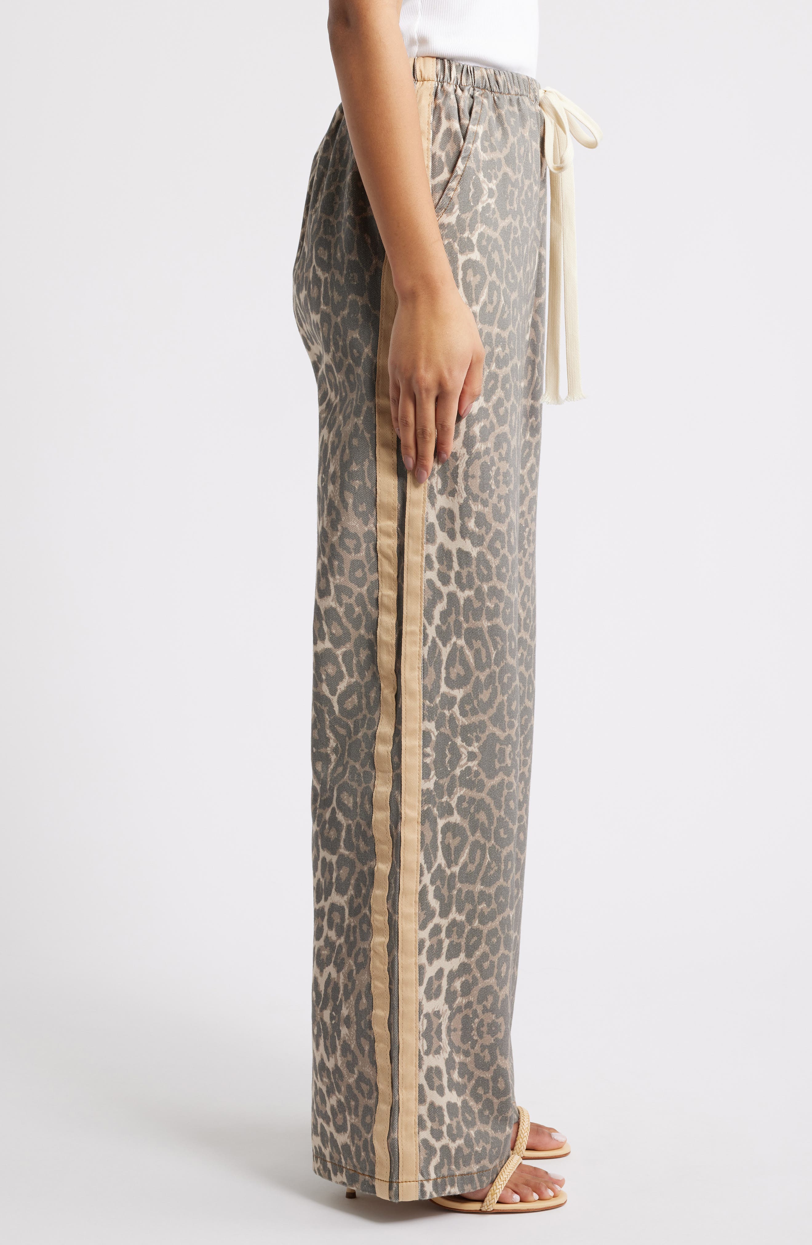 Petal & Pup Fletcher Leopard Print Racer Stripe Drawstring Jeans ...