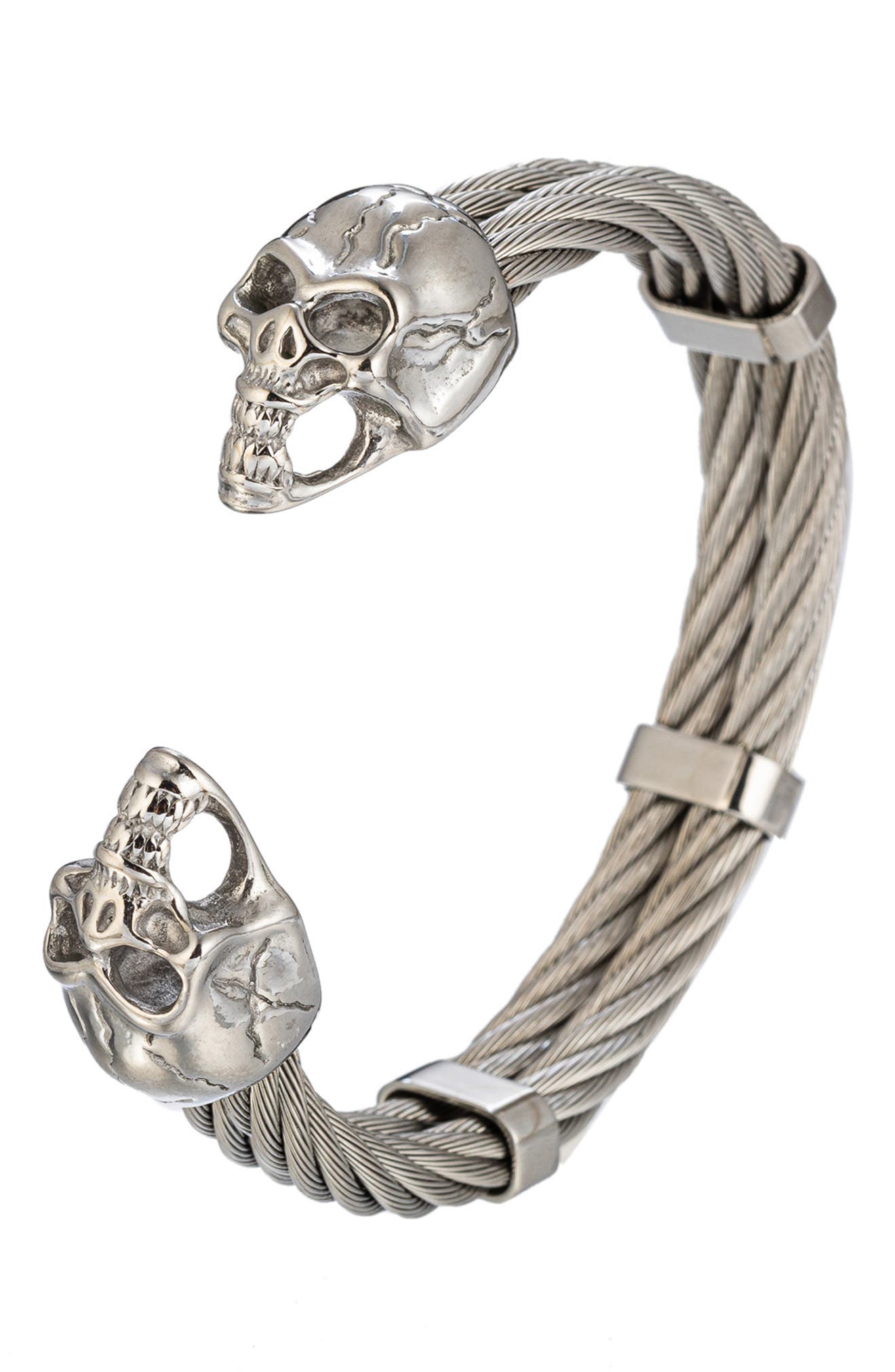EYE CANDY LOS ANGELES Double Skull End Cap CZ Cuff Bracelet | Nordstromrack