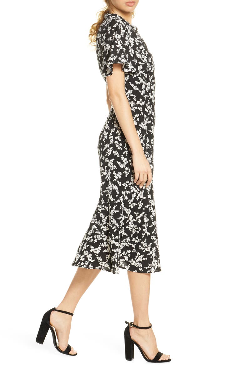 French Connection Bruna Floral Twist Neck Fit & Flare Dress | Nordstromrack