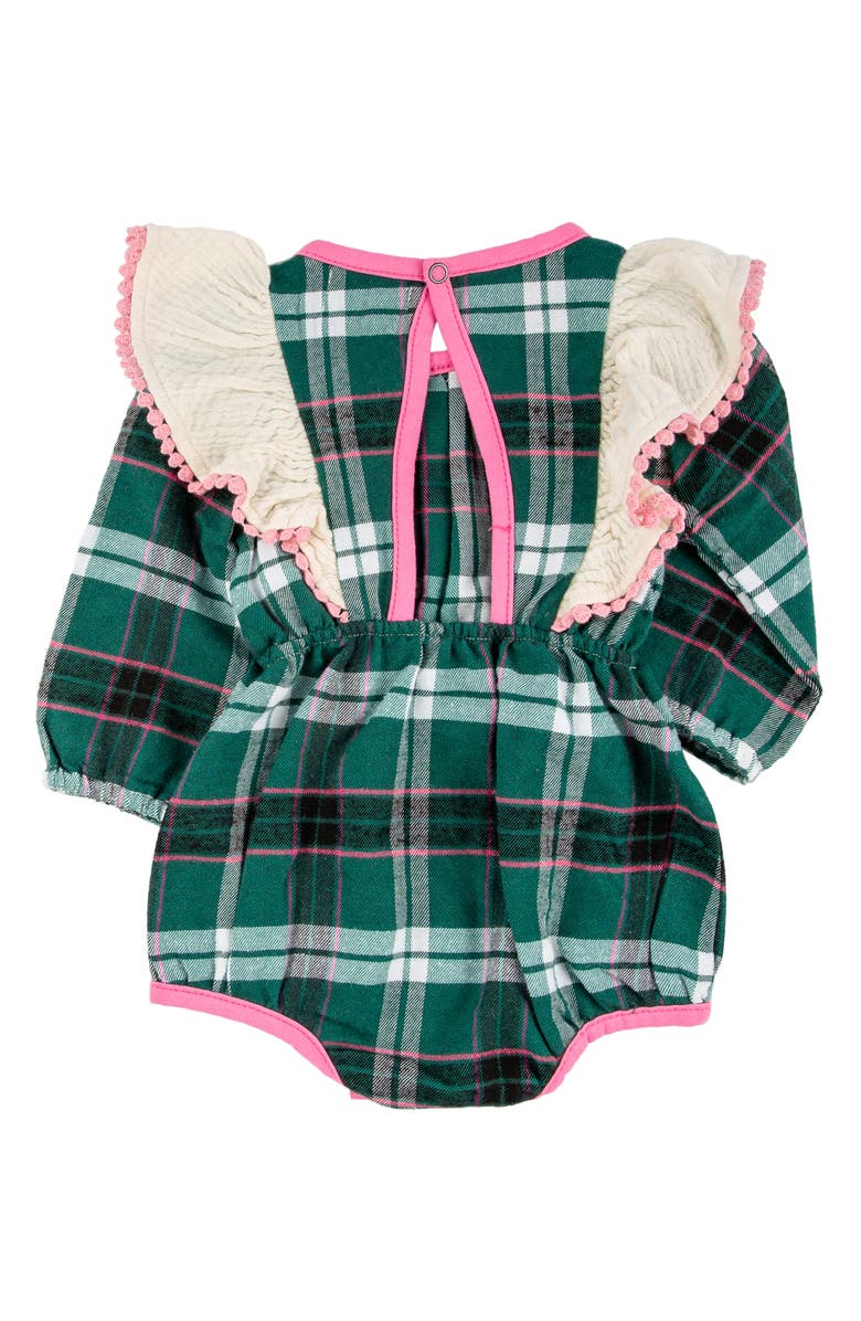 Miki Miette Plaid Ruffle Accent Cotton Bubble Romper | Nordstrom