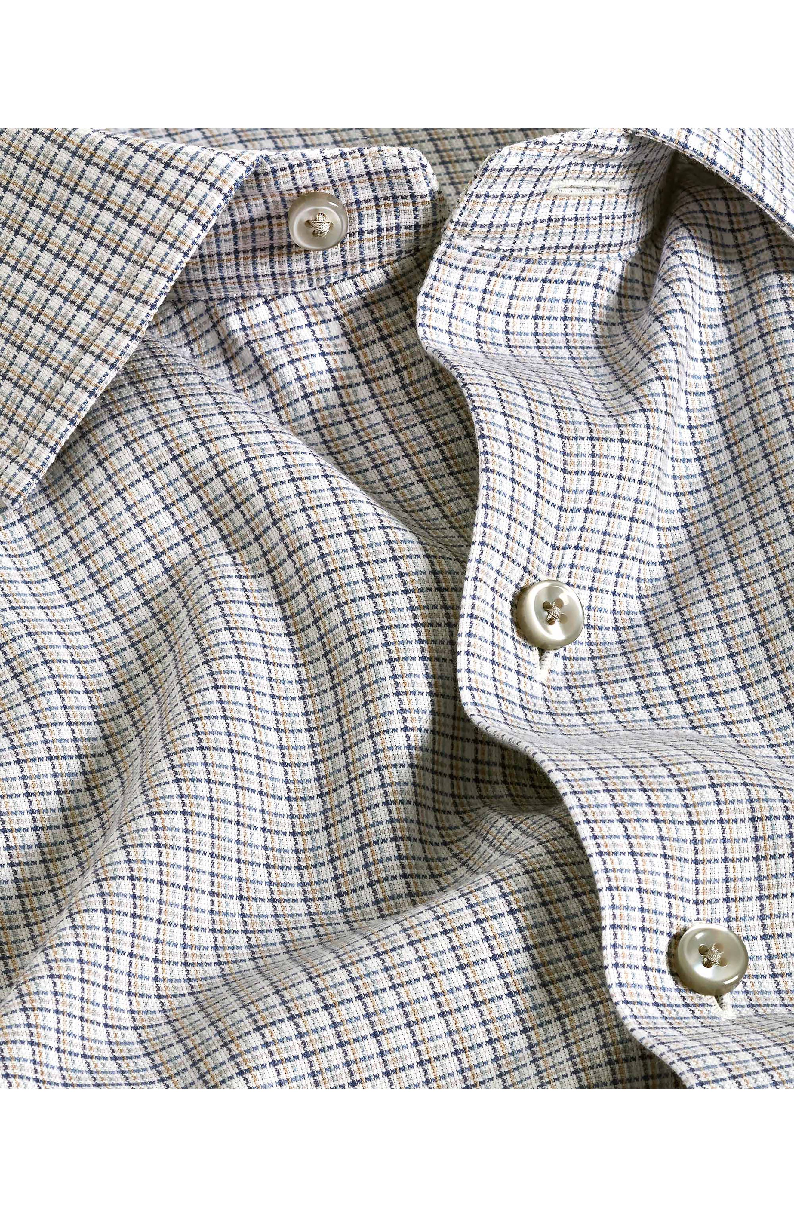 David Donahue Cotton & Cashmere Micro Check Sport Shirt | Nordstrom