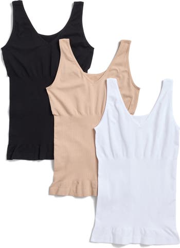 SKINNY GIRL Assorted 3-Pack Seamless Reversible Shaping Tanks ...