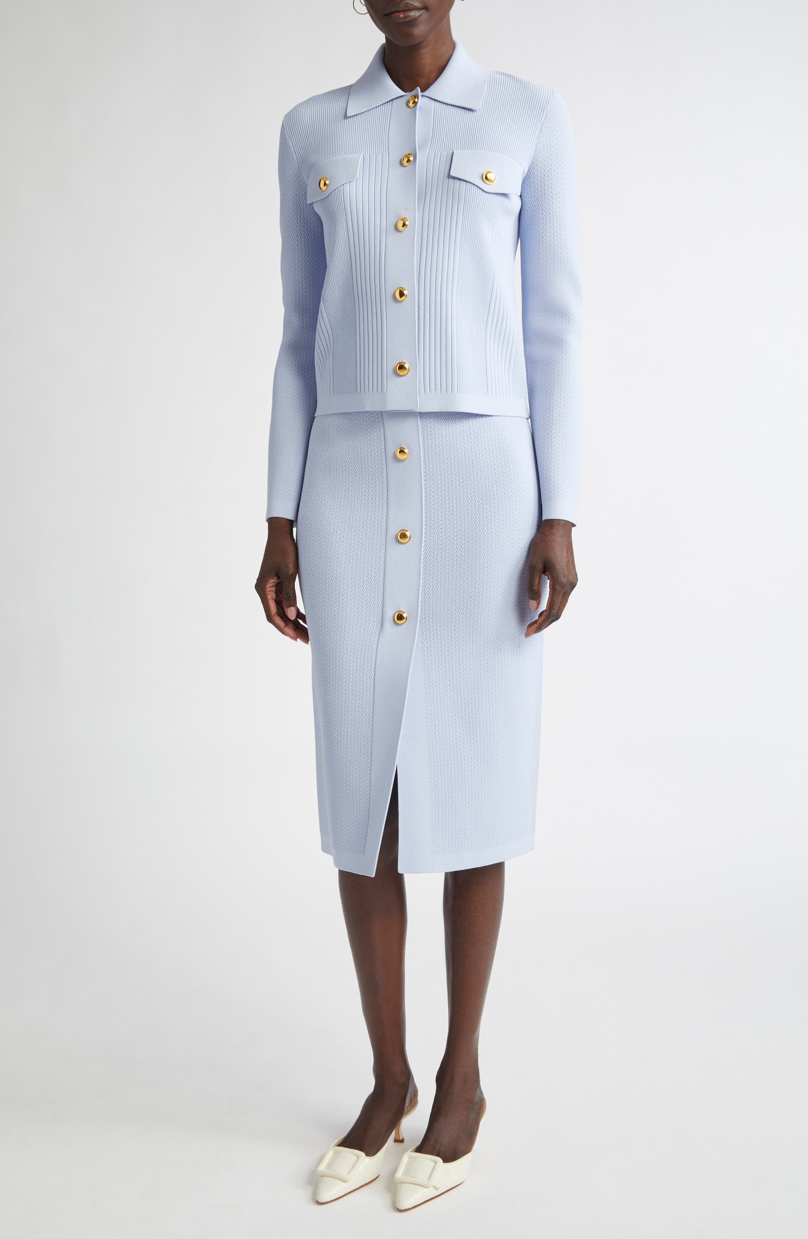 ST. JOHN Mixed Stitch Flatback Rib Jacket | Nordstrom