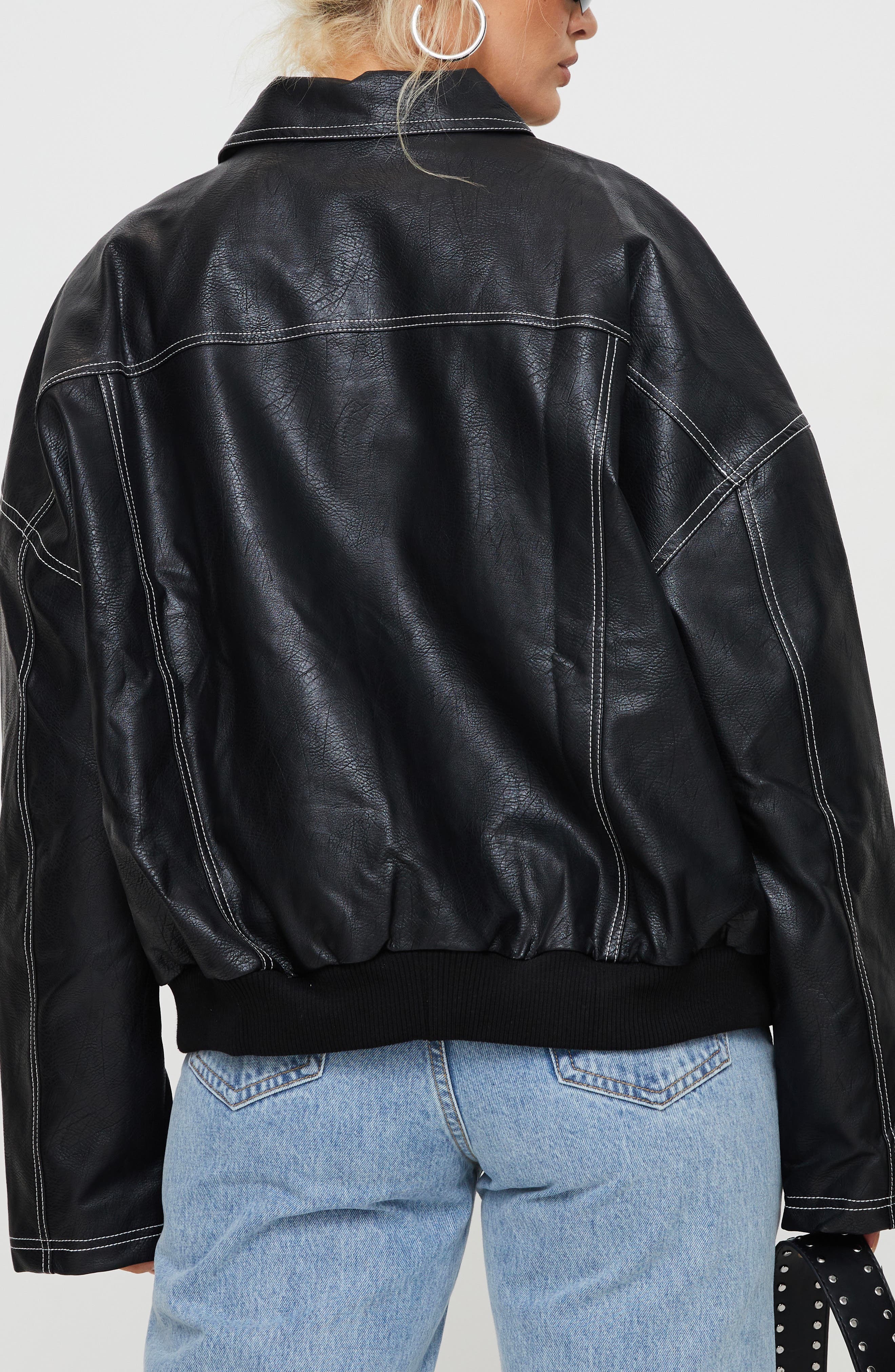 Princess Polly Kingley Oversize Faux Leather Bomber Jacket | Nordstromrack