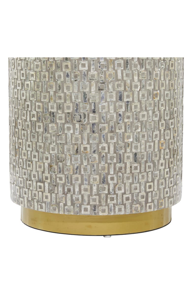GINGER BIRCH STUDIO Gray Mother of Pearl Contemporary Accent Table with ...