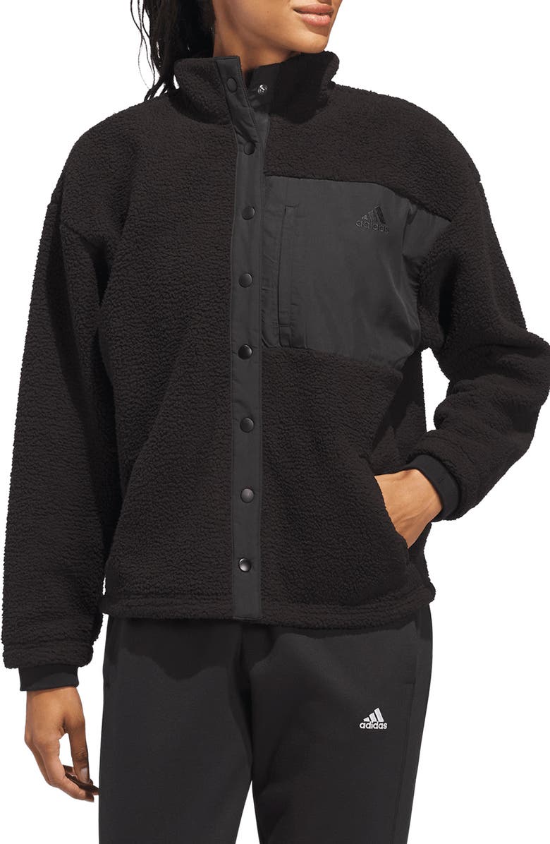adidas Coze Textured Fleece Snap-Up Jacket | Nordstromrack