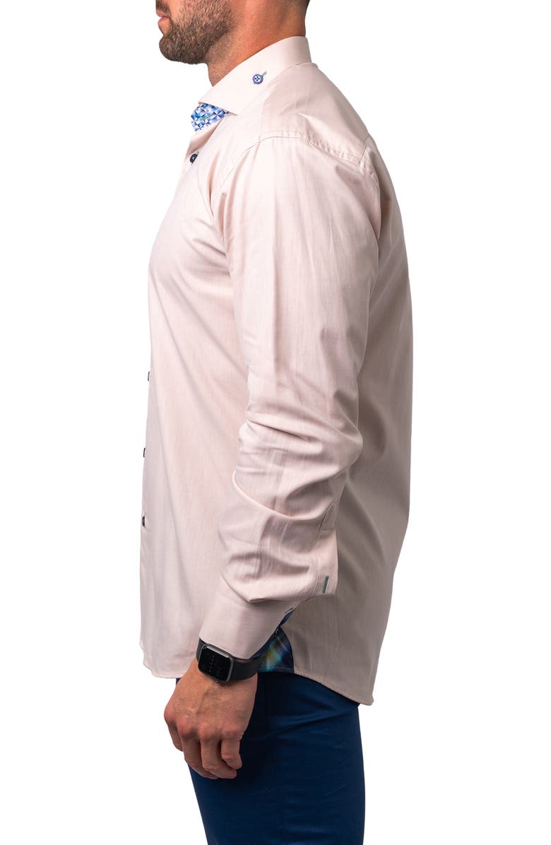 Maceoo Einstein Contemporary Fit Oxford Brown Button-Up Shirt ...