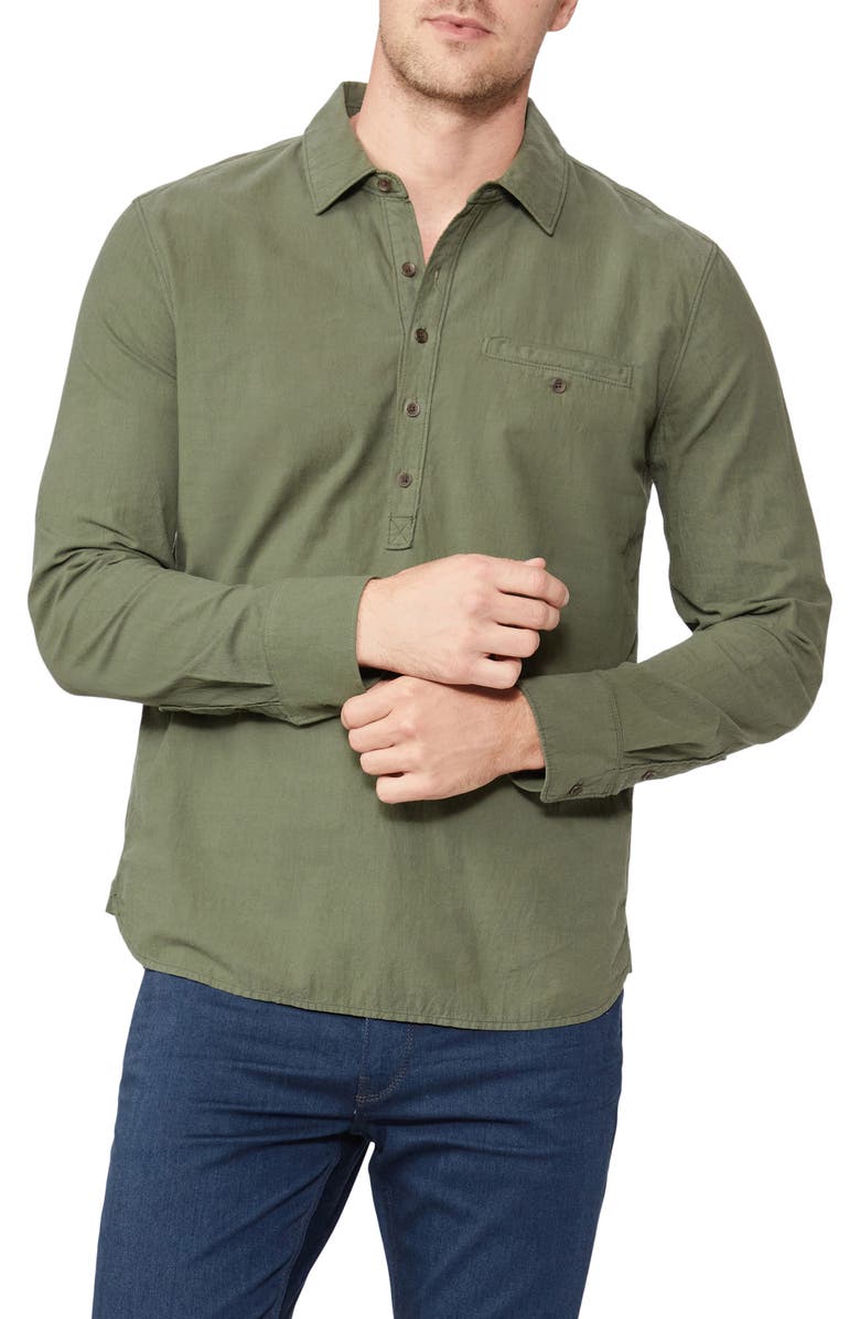 PAIGE Rory Solid Cotton Popover Shirt | Nordstromrack
