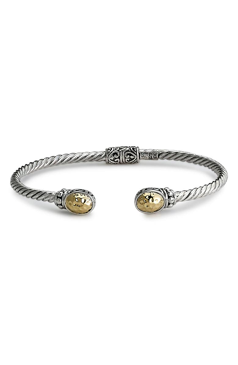 SAMUEL B. Sterling Silver Hammered 18k Yellow Gold Oval Bangle Bracelet ...