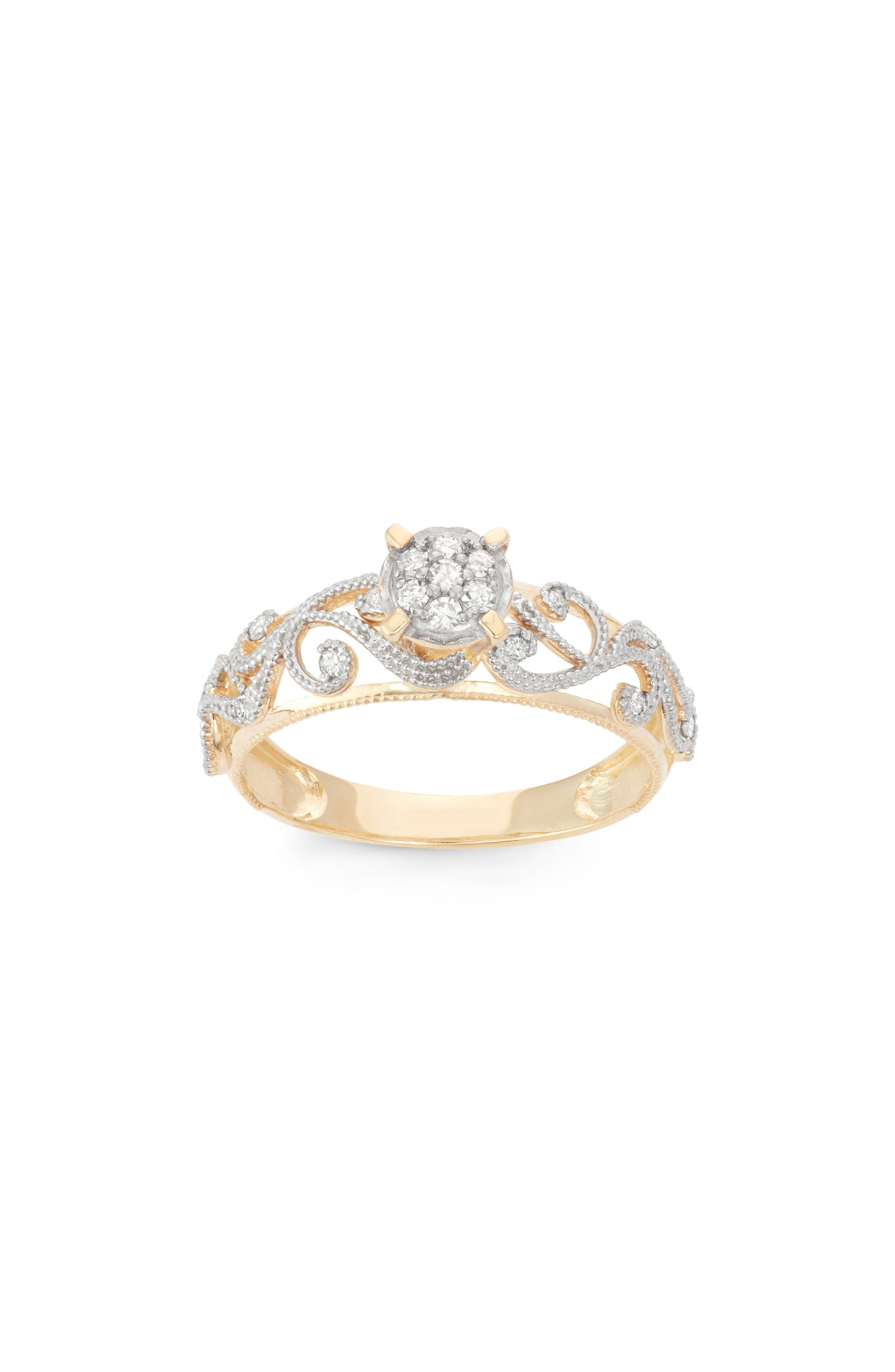 FUZION CREATIONS Two-Tone Diamond Filigree Ring | Nordstromrack