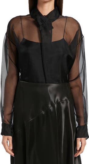 The Row Talia Longline Sheer Silk Organza Blouse | Nordstrom