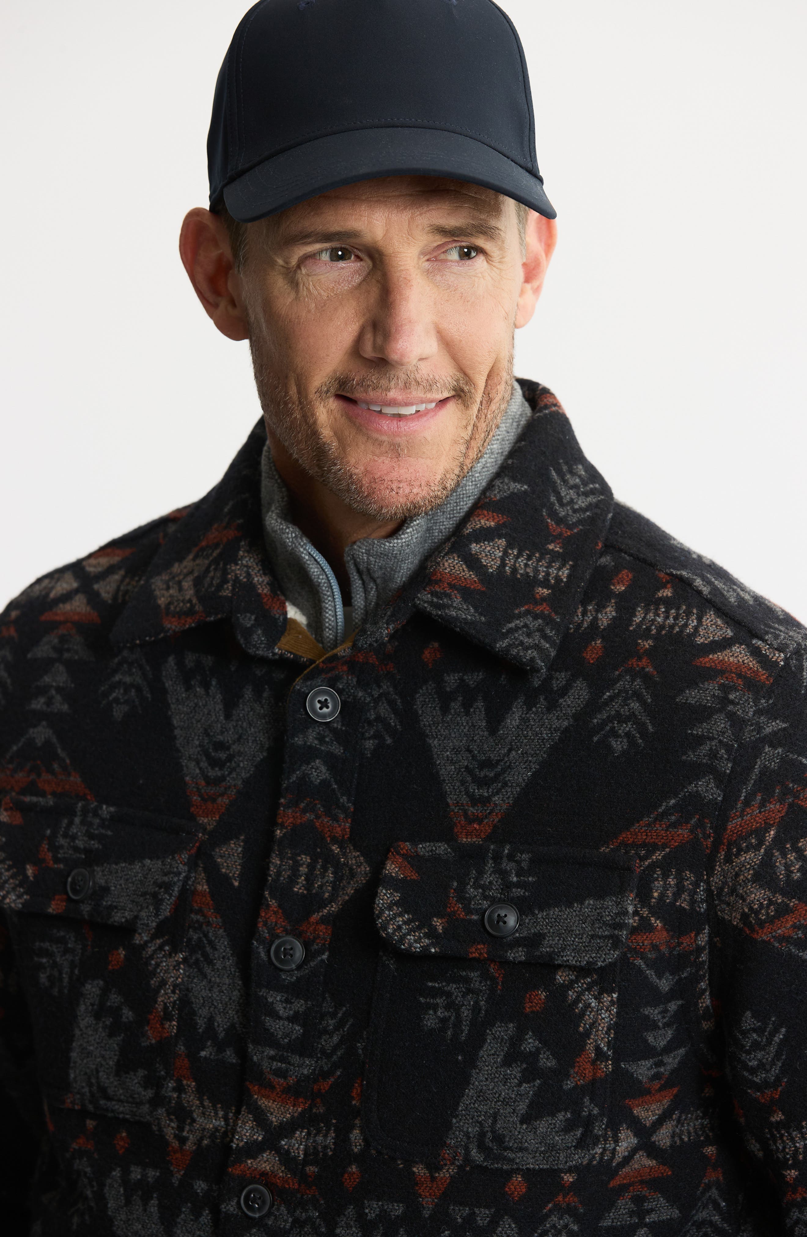 JACHS Geometric Jacquard Faux Shearling Lined Jacket | Nordstromrack