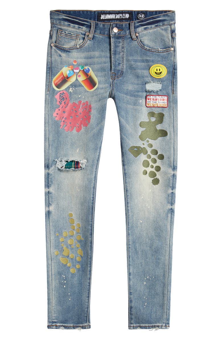 Billionaire Boys Club Moonrocks Slim Fit Embroidered Rip & Repair Jeans ...