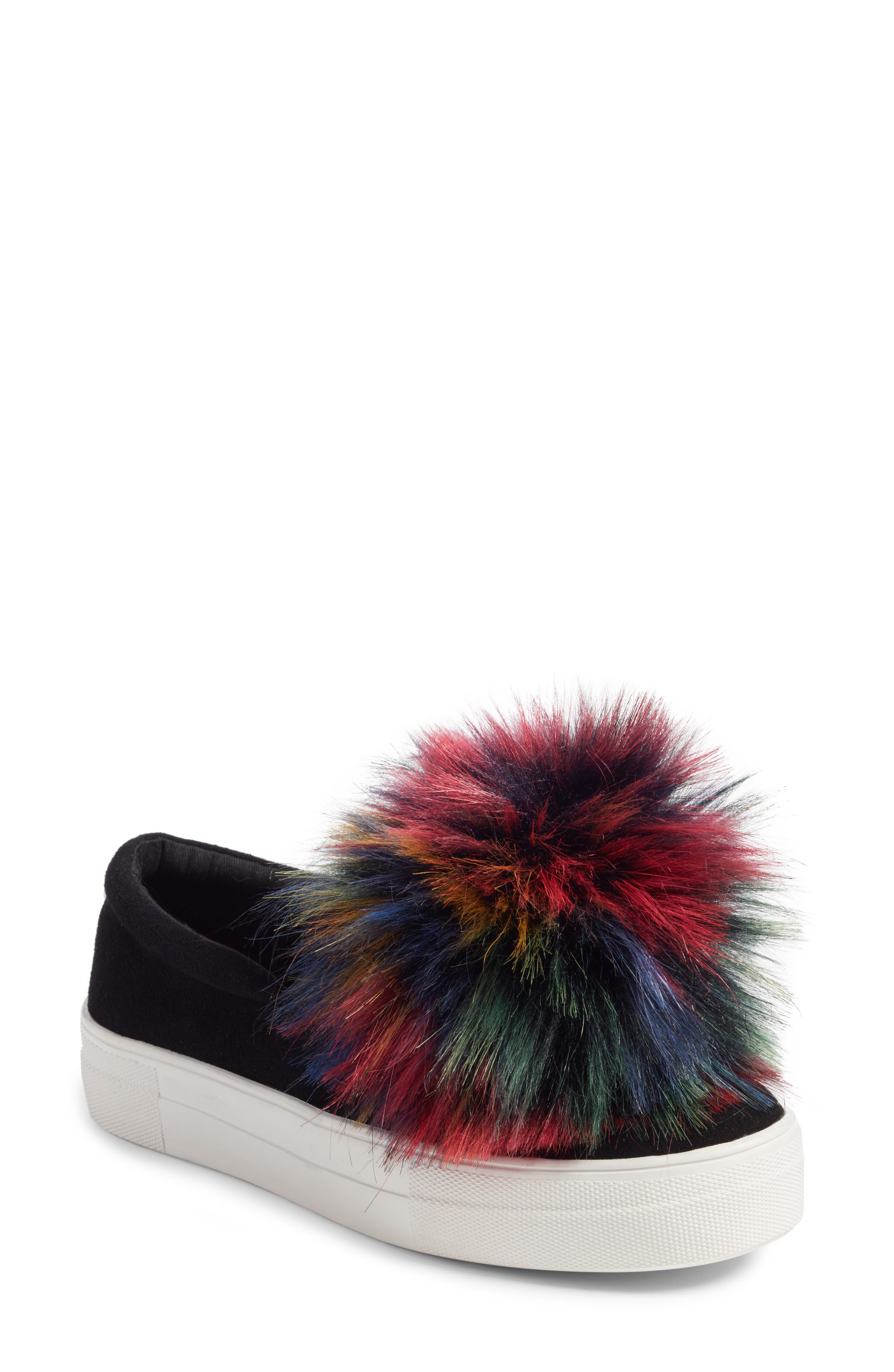 Steve Madden Great Faux Fur Pom Platform Sneaker (Women) | Nordstrom