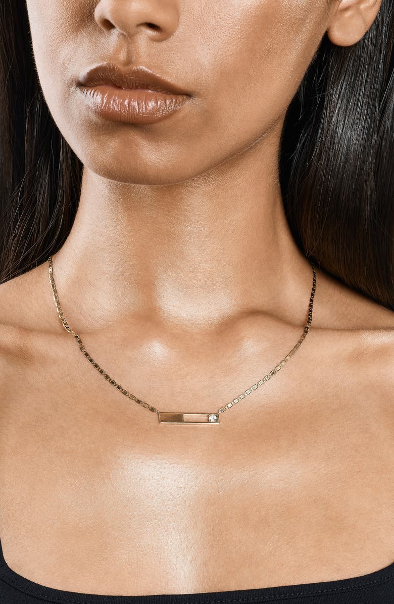 LANA 14K Yellow Gold Diamond Open Rectangle Pendant Necklace ...