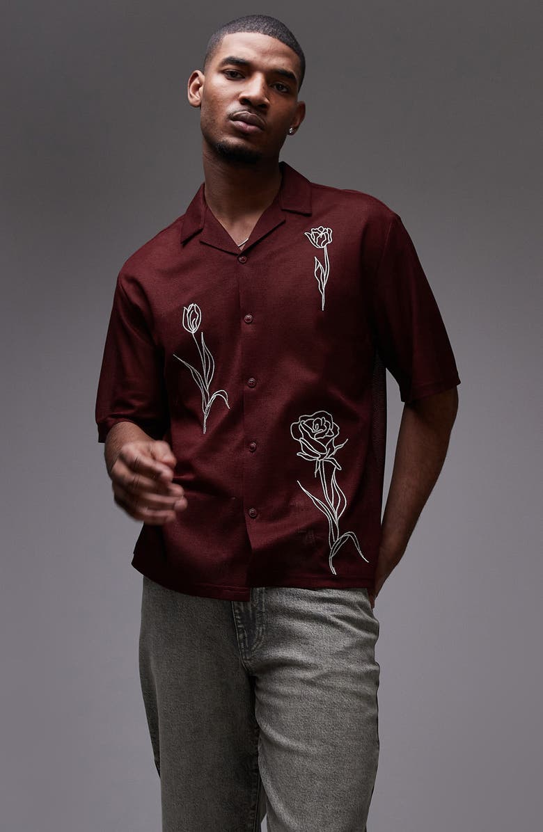 Topman Floral Embroidered Button-Up Shirt | Nordstromrack