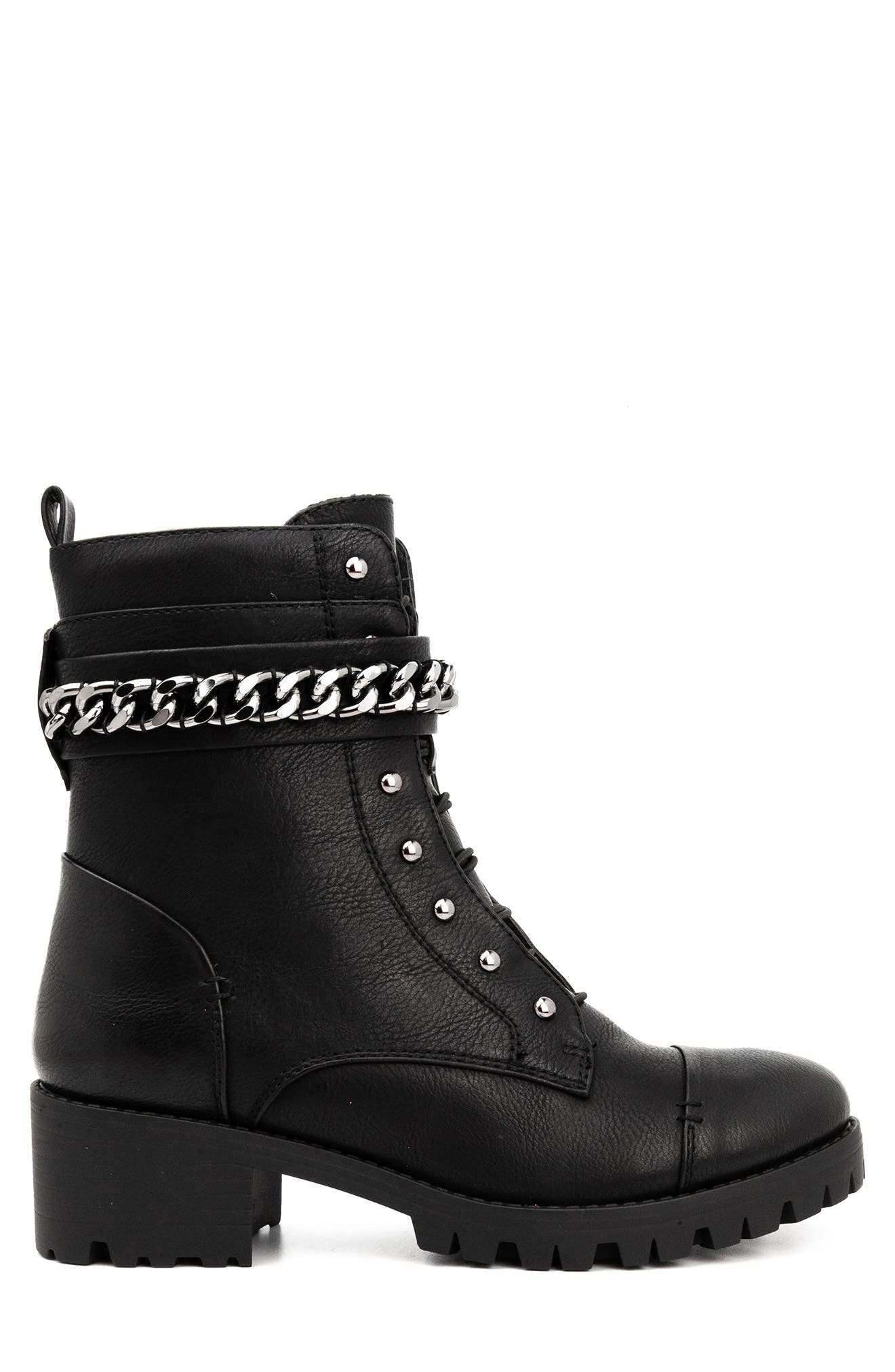 Sugar Chain Lug Sole Faux Leather Combat Boot | Nordstromrack