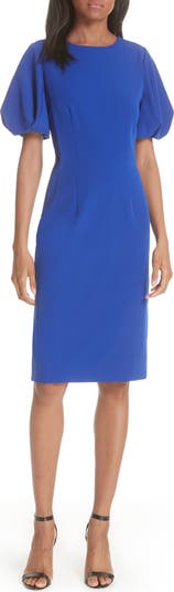 Milly Kyle Puff Sleeve Cady Sheath Dress | Nordstrom