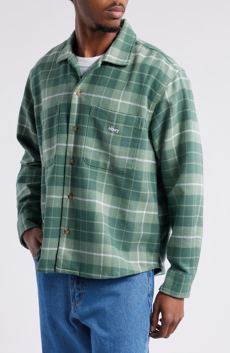 Obey Bigwig Simon Plaid Long Sleeve Flannel Camp Shirt | Nordstromrack