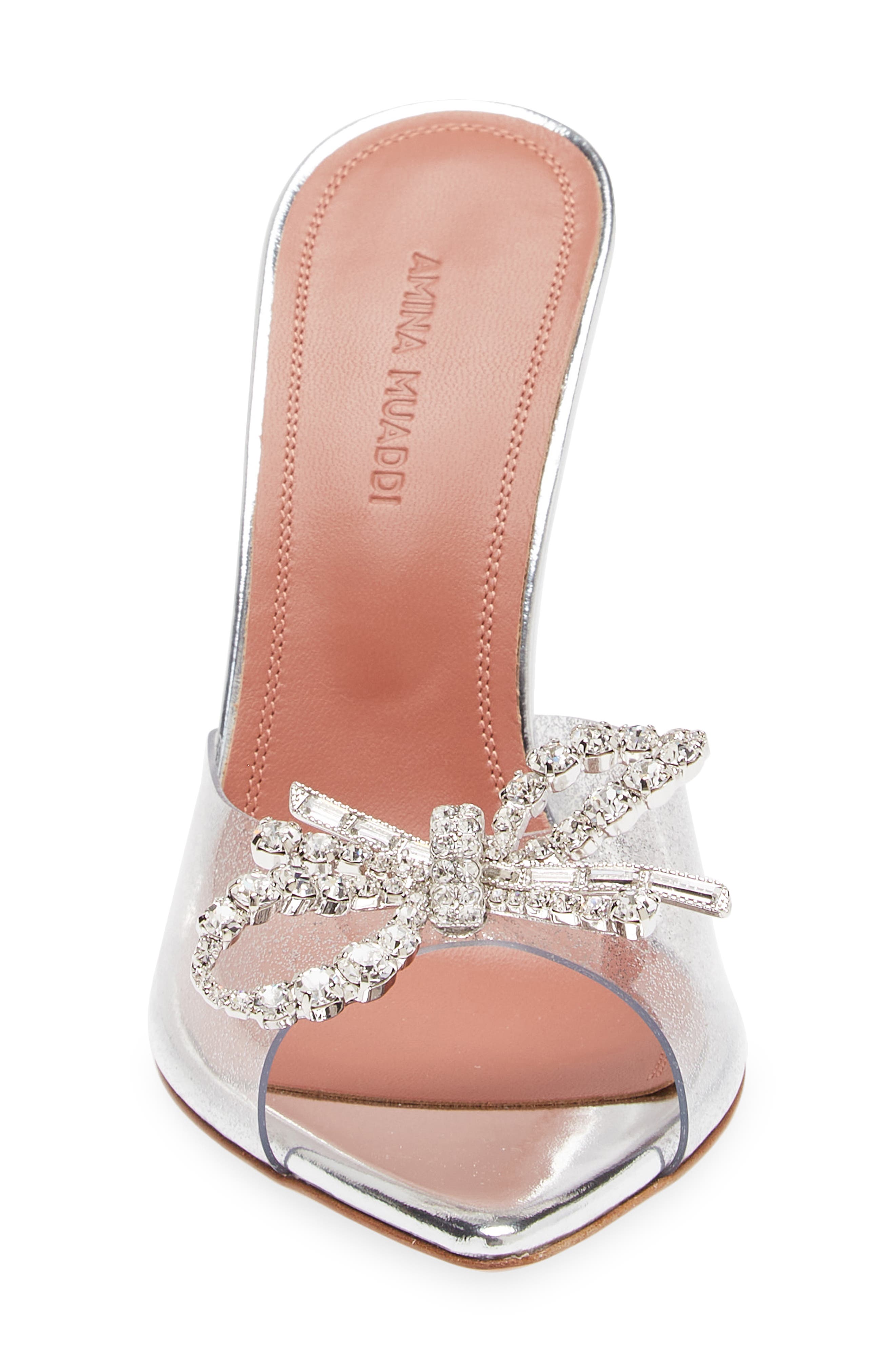 Amina Muaddi Rosie Glass Crystal Bow Slide Sandal (Women) | Nordstromrack