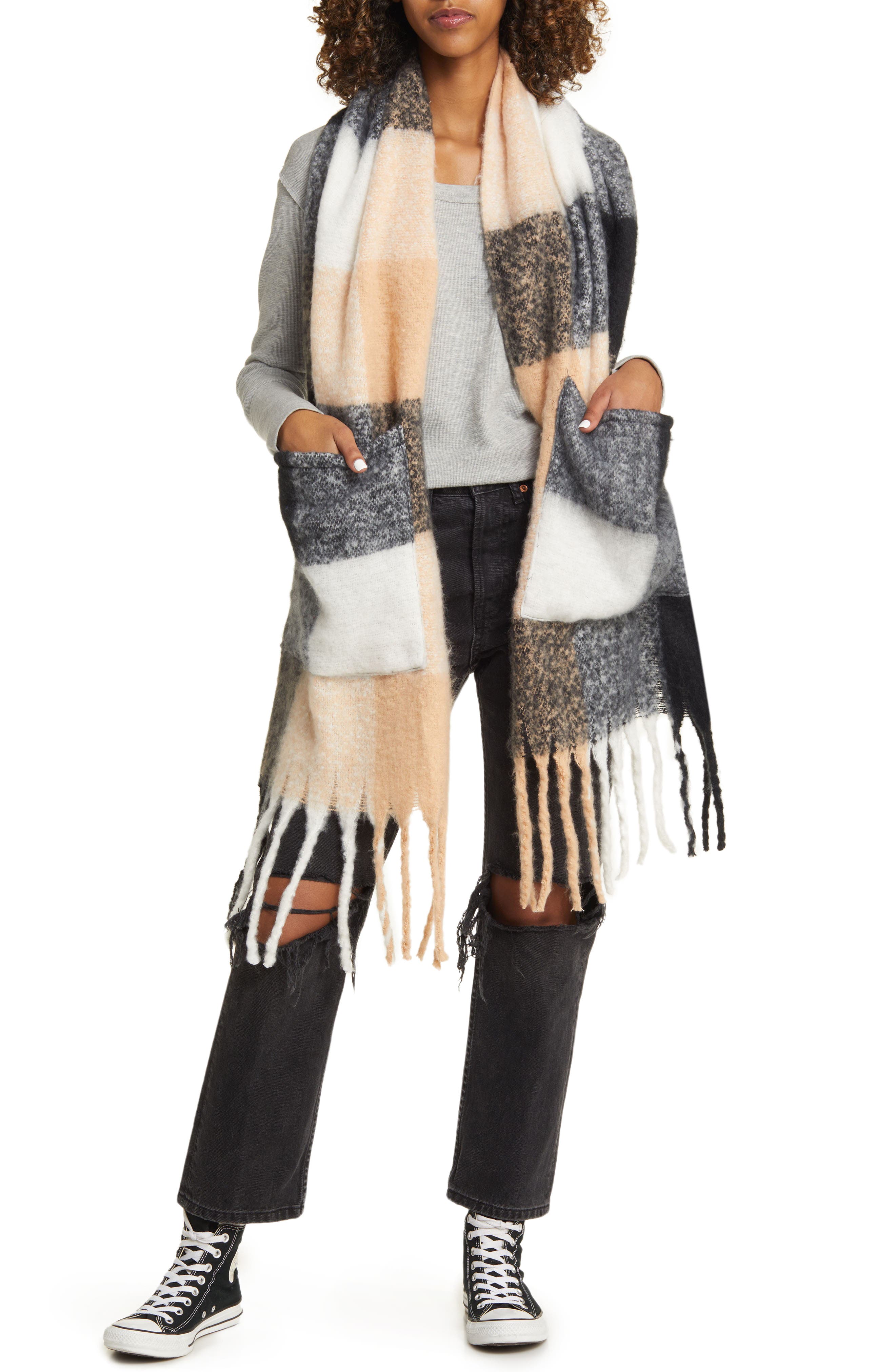 BP. Check Blanket Scarf with Pockets | Nordstromrack