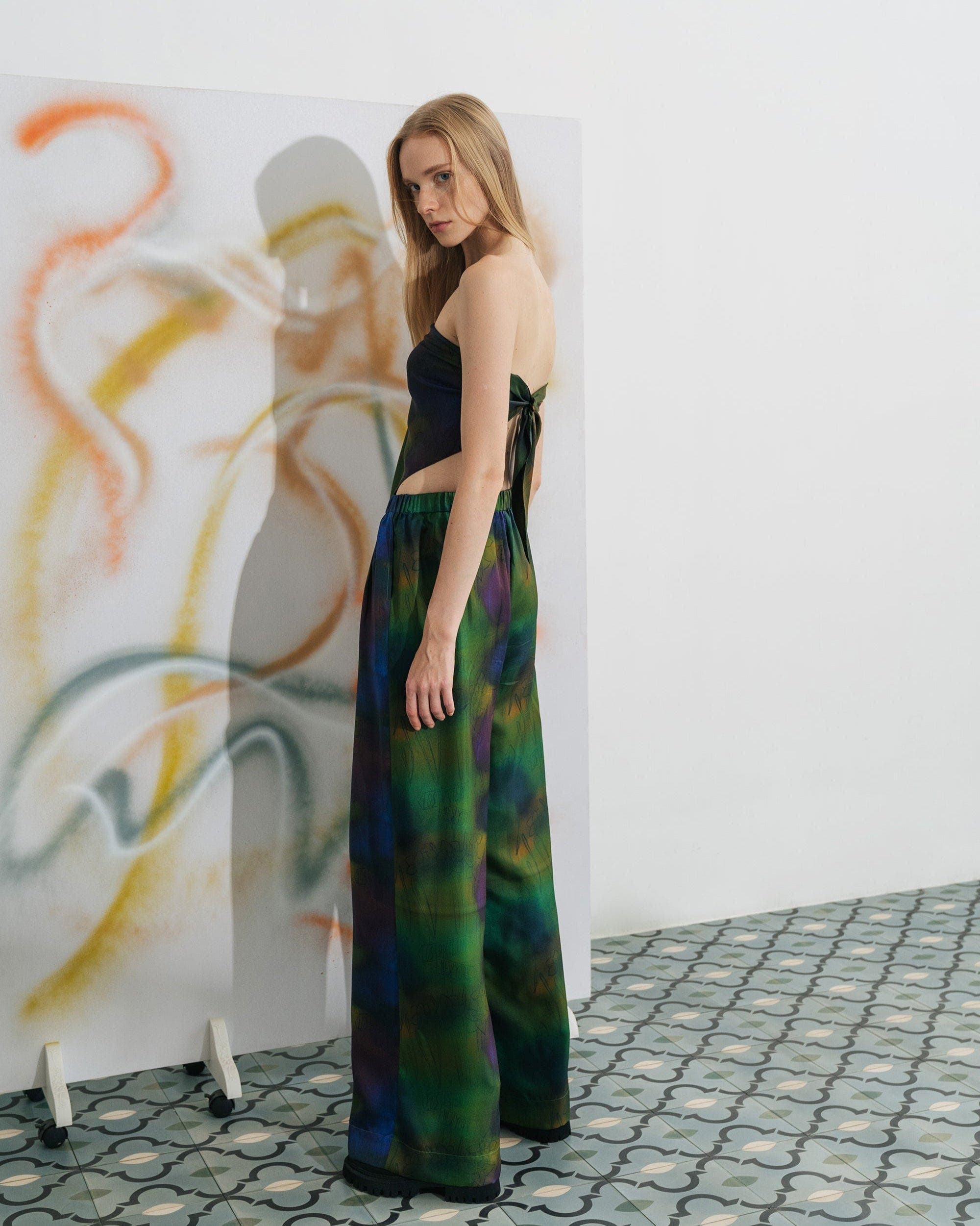 Lost Pattern "Brooklyn" Silk Wide Leg Palazzo Pants | Nordstrom