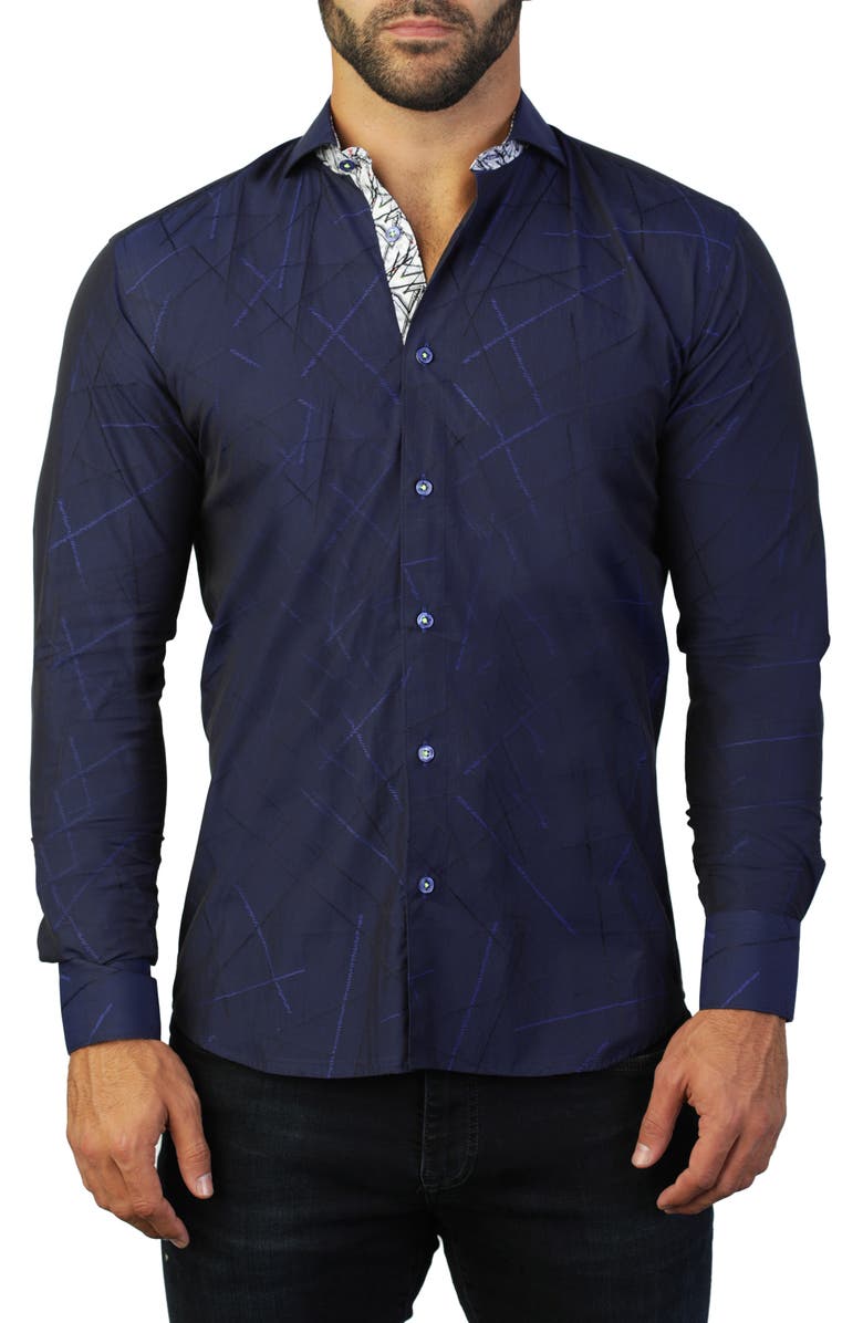 Maceoo Fibonacci Line Print Tailored Fit Dress Shirt | Nordstromrack