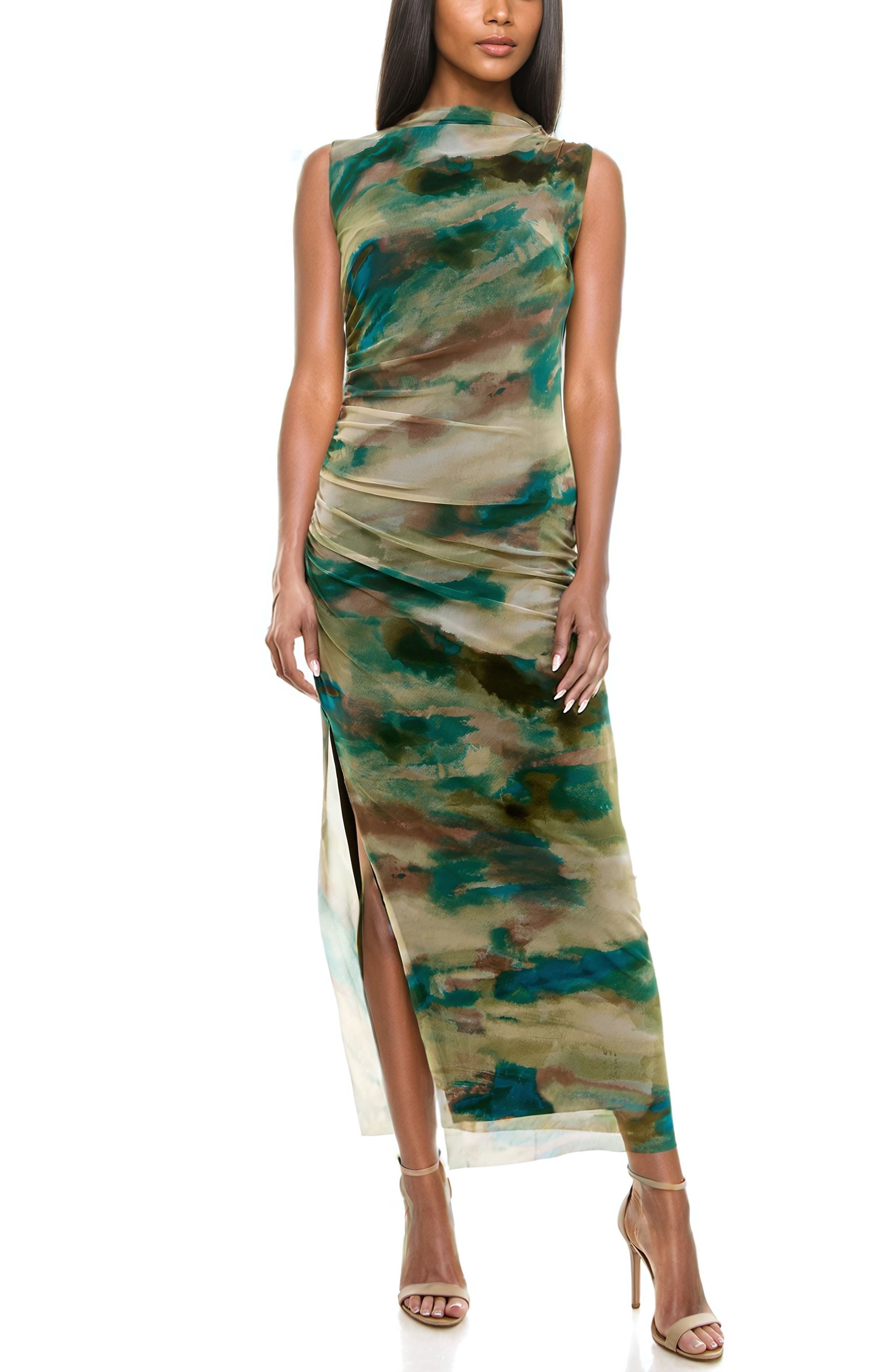Socialite Ruched Sleeveless Mesh Dress | Nordstromrack