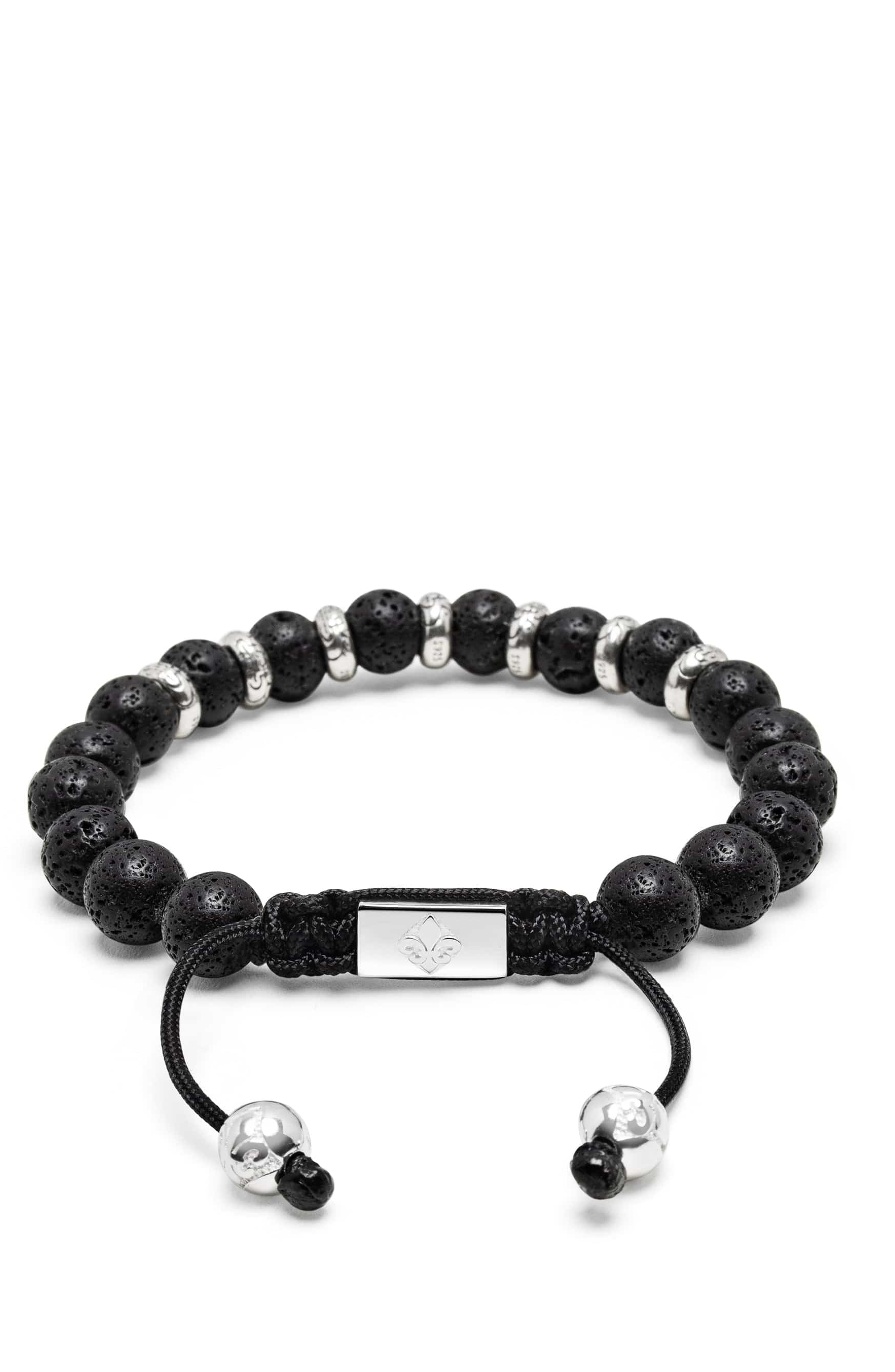 Nialaya Sterling Silver Lava Stone Beaded Bracelet | Nordstrom