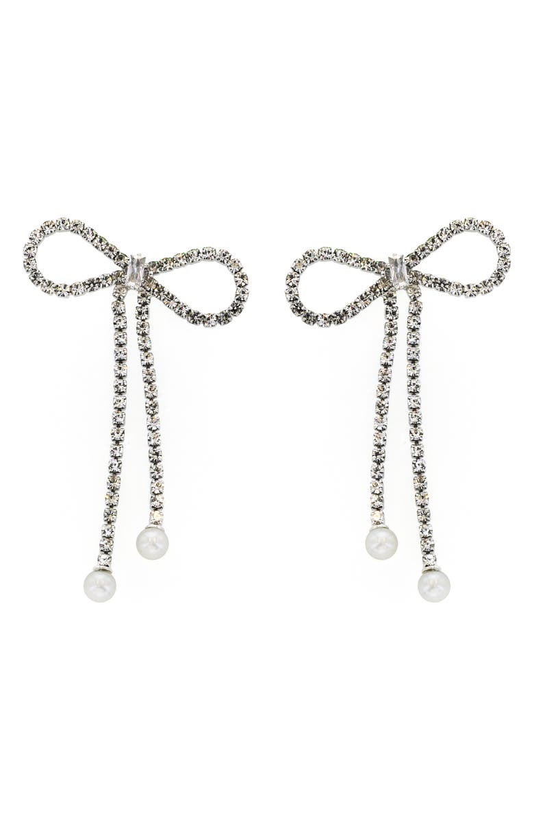 Panacea Crystal & Faux Pearl Bow Drop Earrings | Nordstromrack