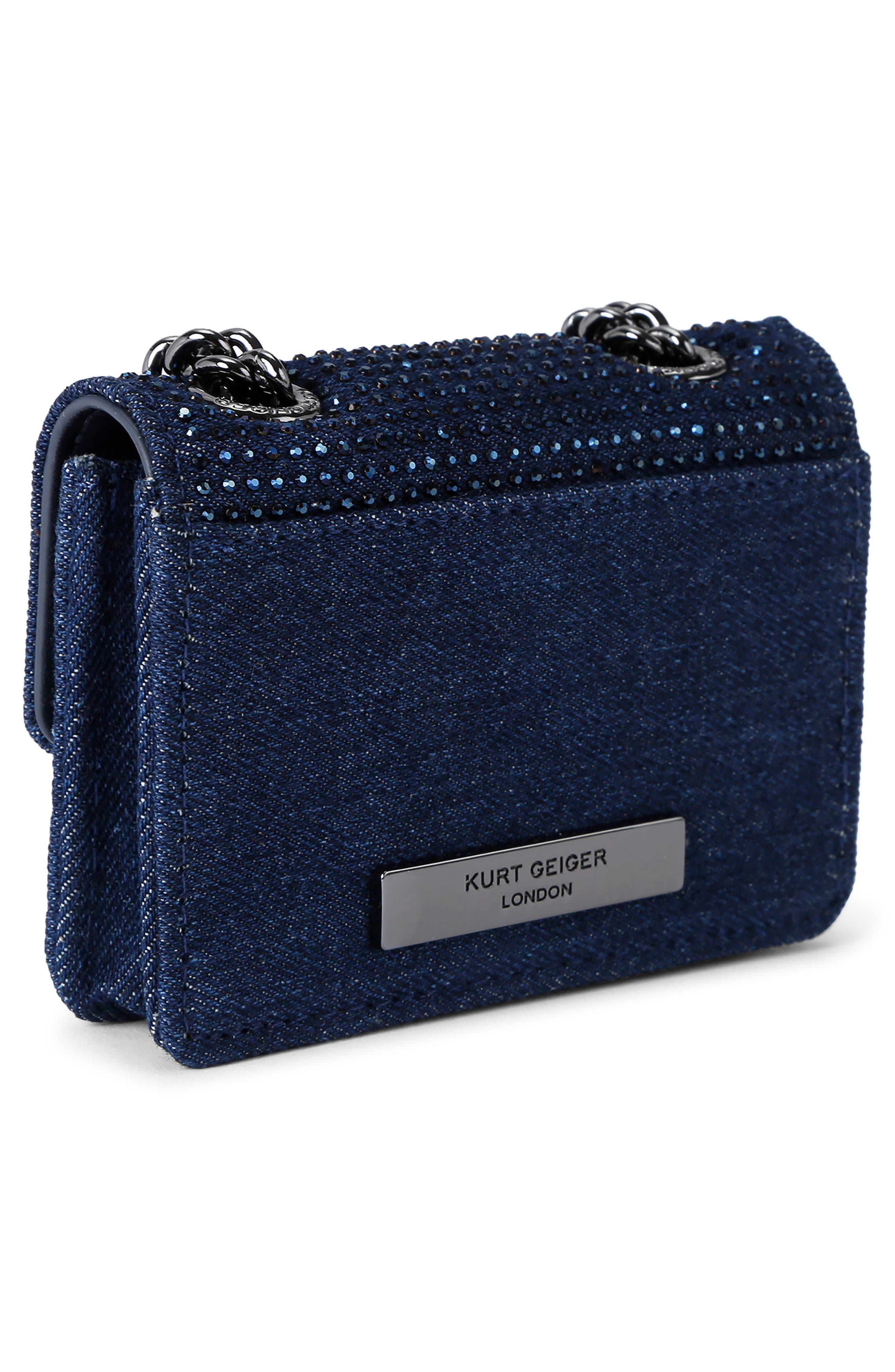 Kurt Geiger London Micro Kensington Embellished Denim Crossbody Bag ...