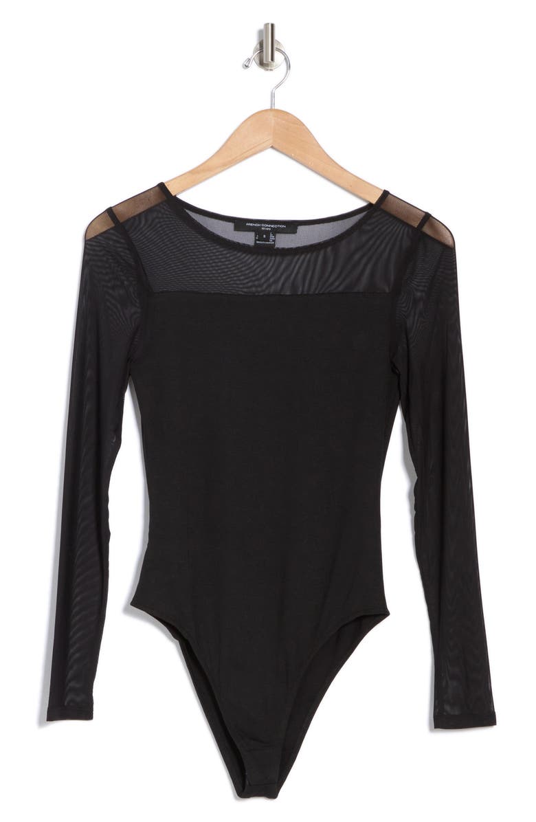 French Connection Mesh Long Sleeve Bodysuit | Nordstromrack
