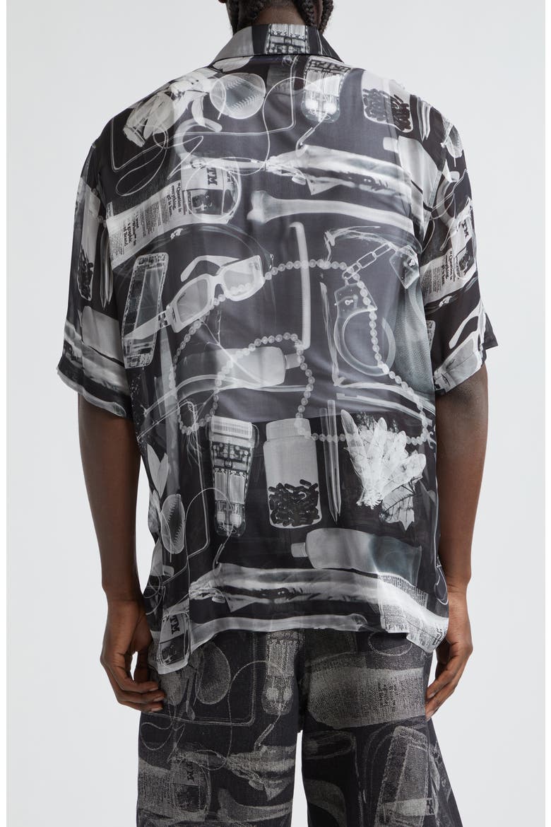 Oversize X-Ray Print Silk Chiffon Bowling Shirt (Men) | Nordstromrack