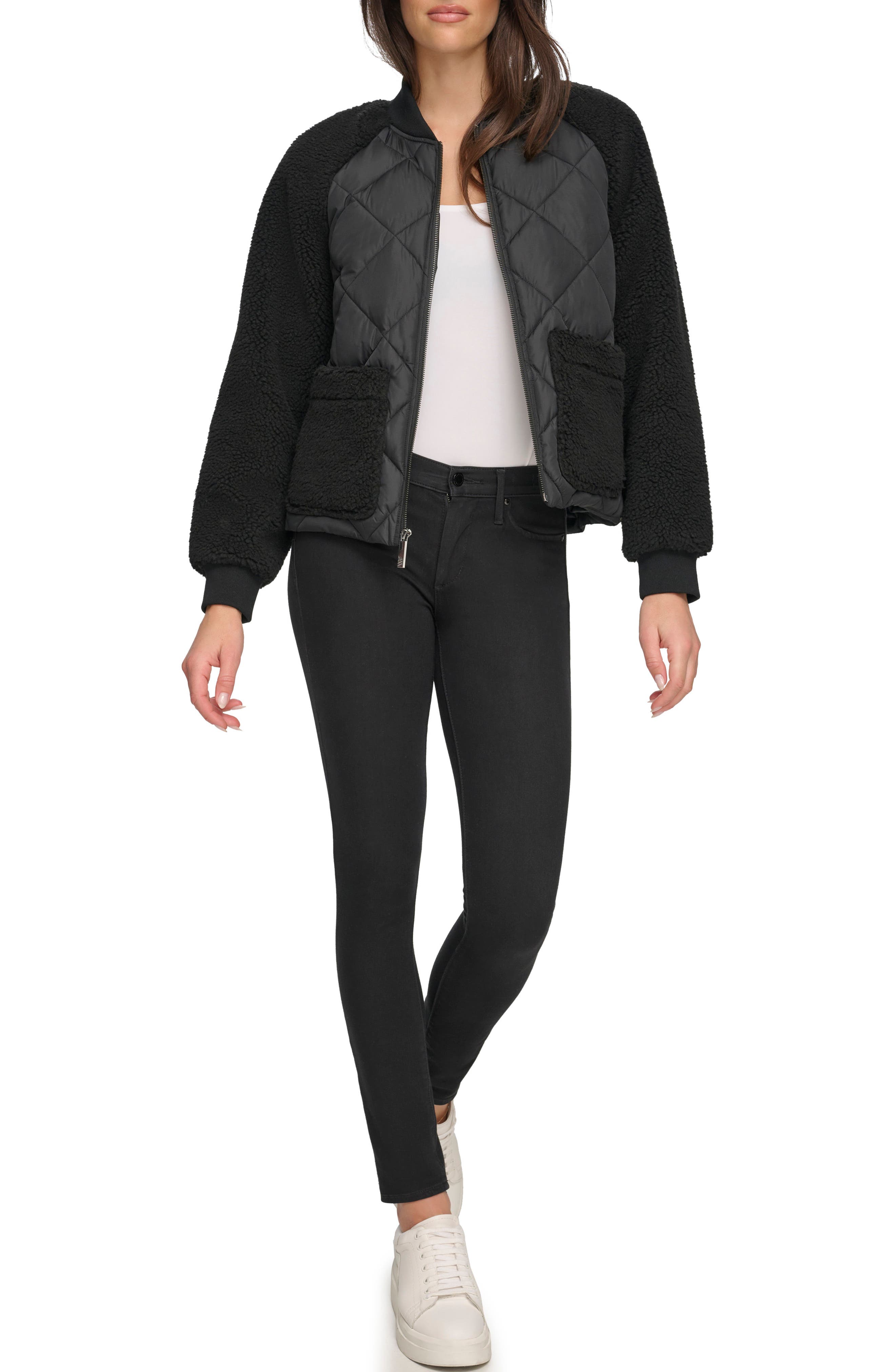 Andrew Marc Sport Mix Media Quilted Bomber Jacket | Nordstromrack